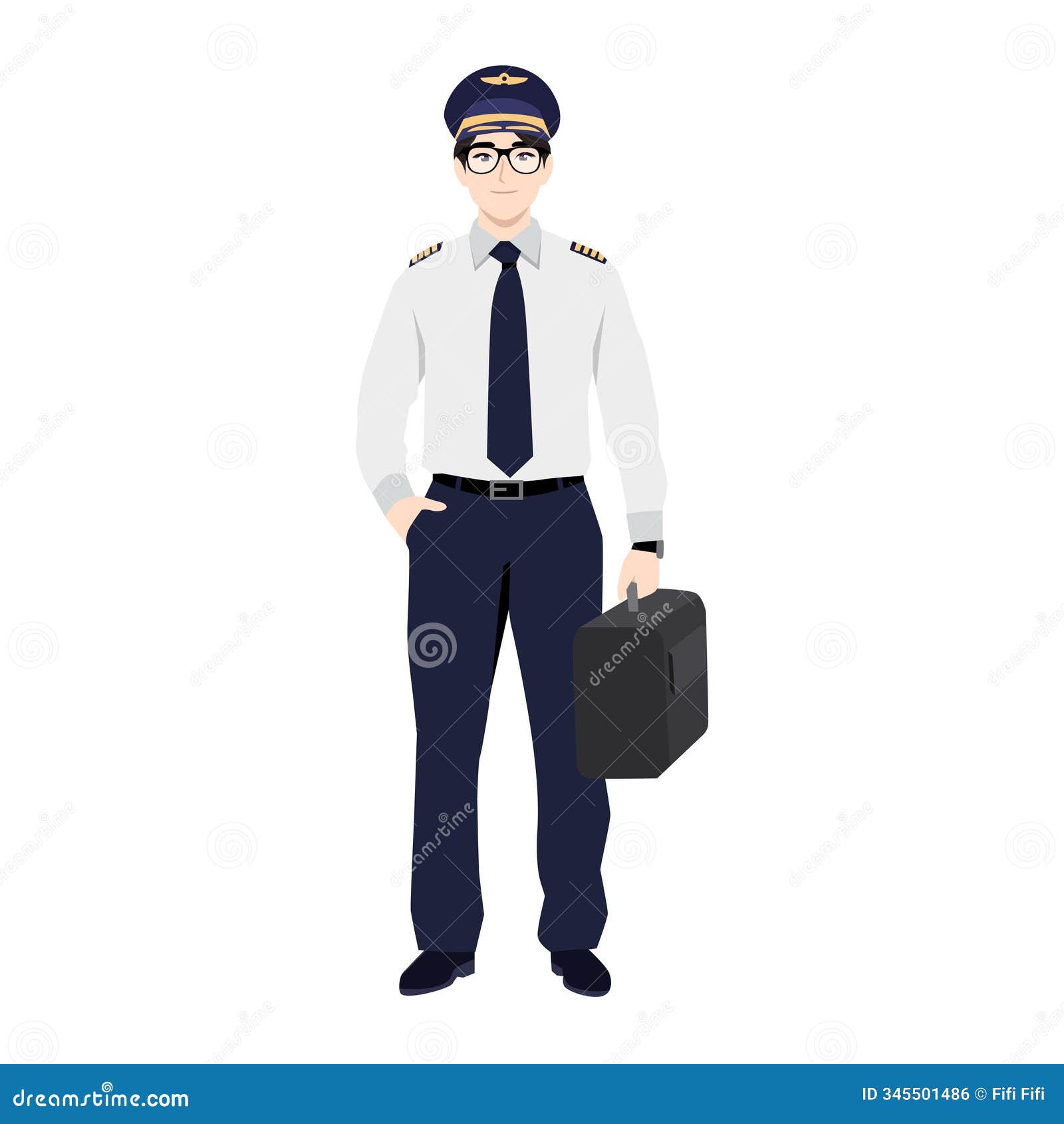 Man Pilot in Flying Uniform Stock Illustration - Illustration of cute ...