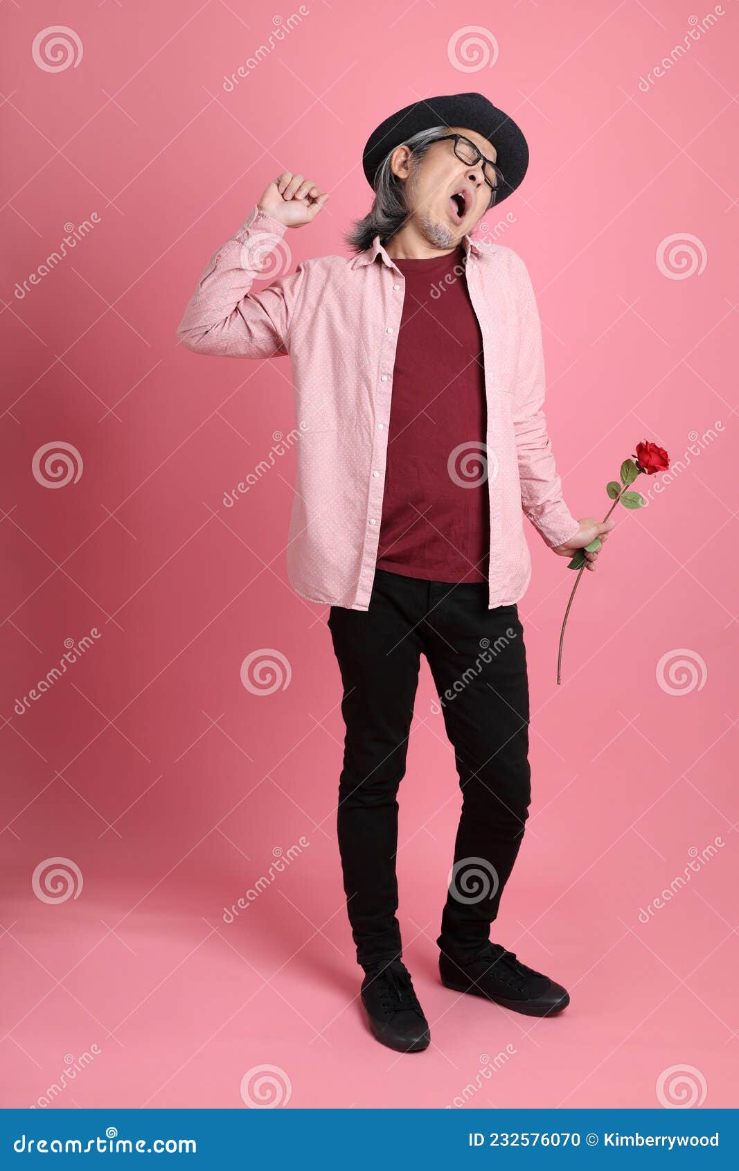 Man in Pink stock photo. Image of rose, aged, giving - 232576070