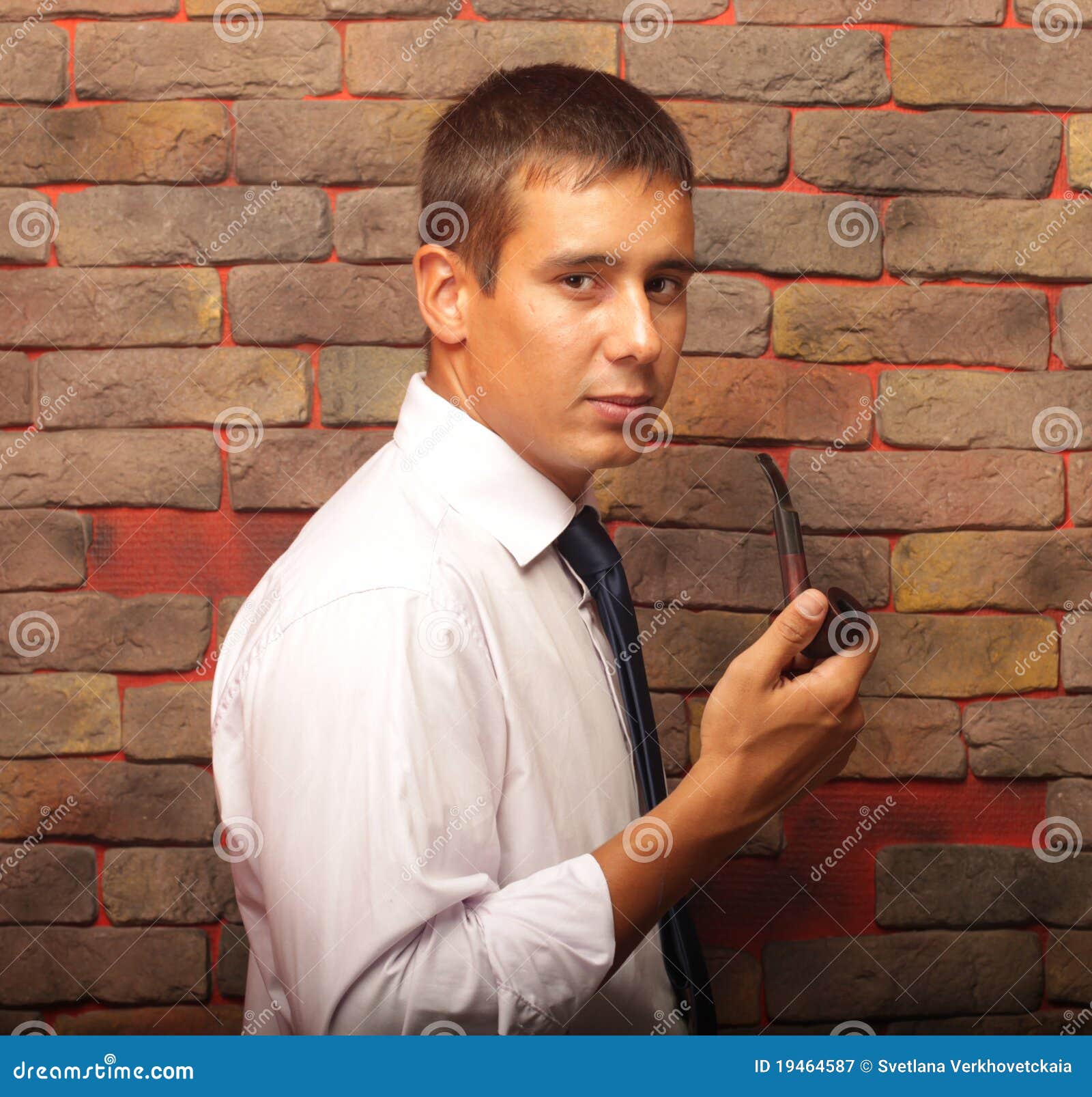 A man with a pipe. stock image. Image of looking, facial - 19464587