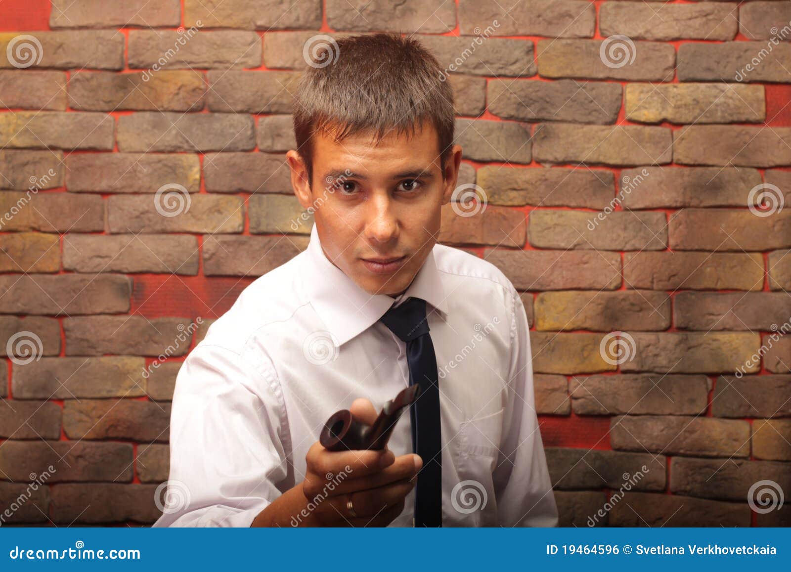 A man with a pipe. stock photo. Image of home, gentleman - 19464596