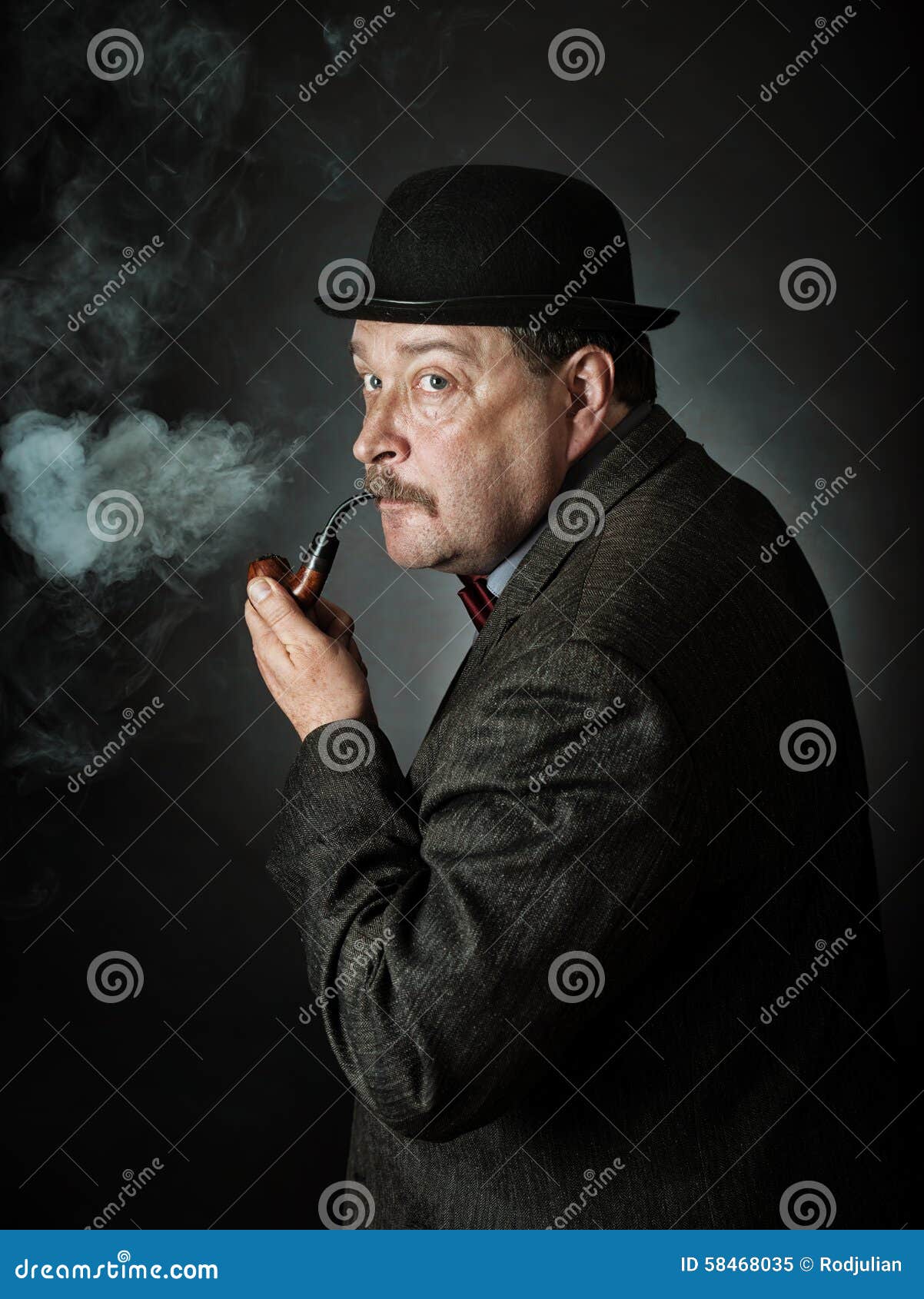 Man with a pipe stock image. Image of bowler, baccy, confidence - 58468035