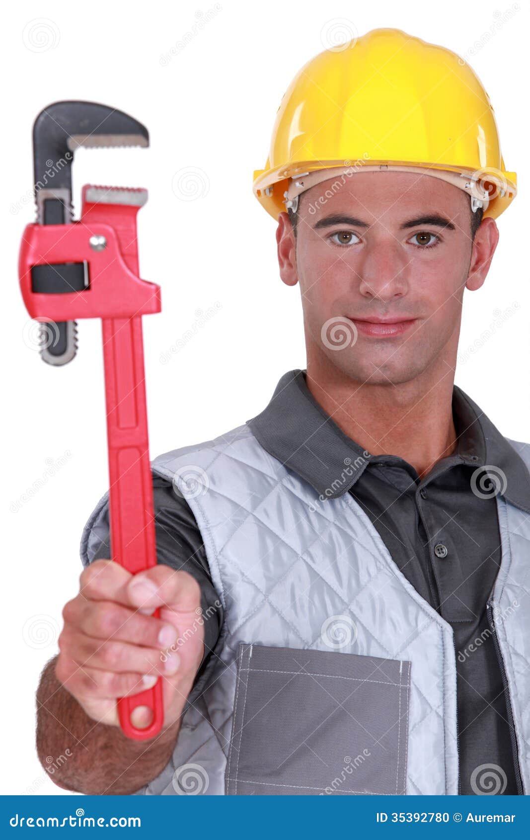 Man with a pipe wrench stock photo. Image of construction - 35392780
