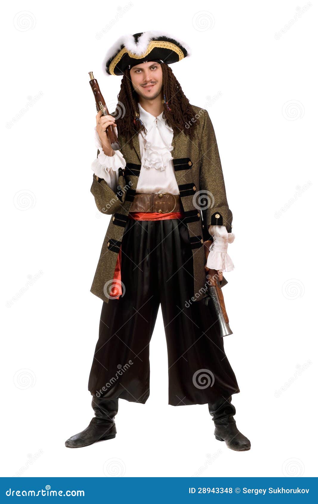 Man in a Pirate Costume with Pistols Stock Photo - Image of dangerous ...