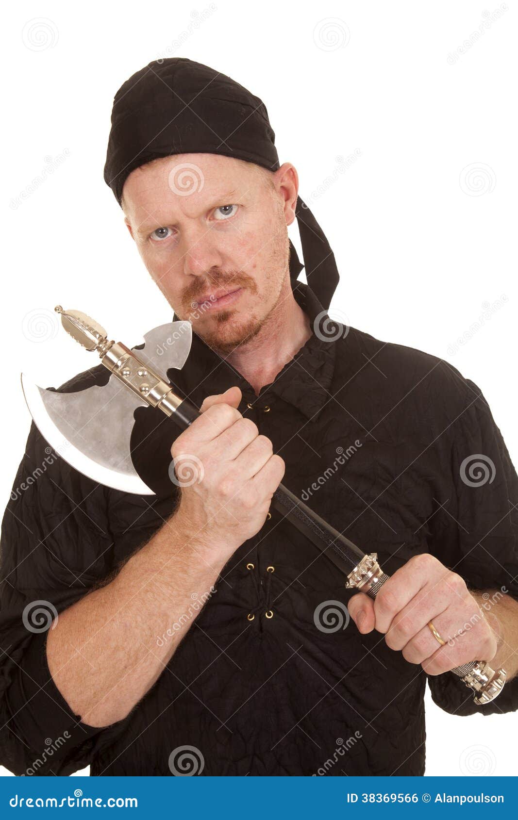 Man Pirate Hold Axe Looking Stock Photo - Image of maniac, expression ...