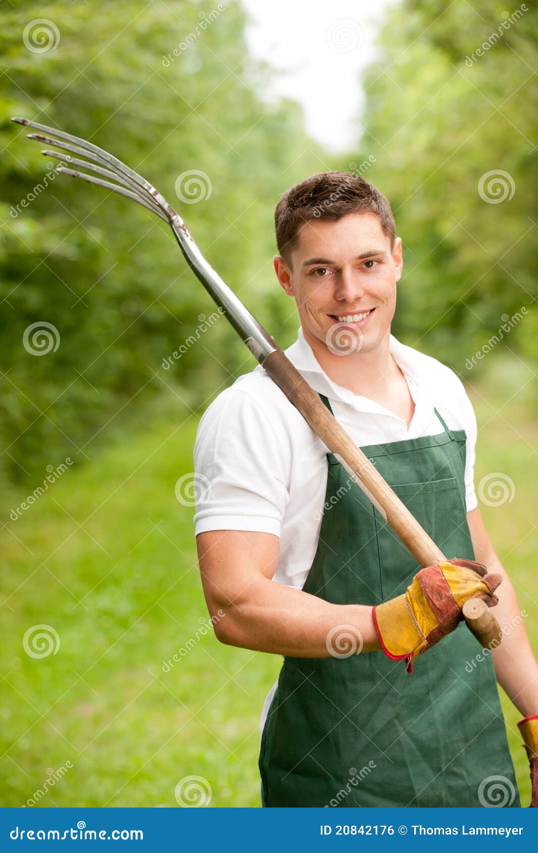 Man with pitchfork stock photo. Image of work, farm, country - 20842176