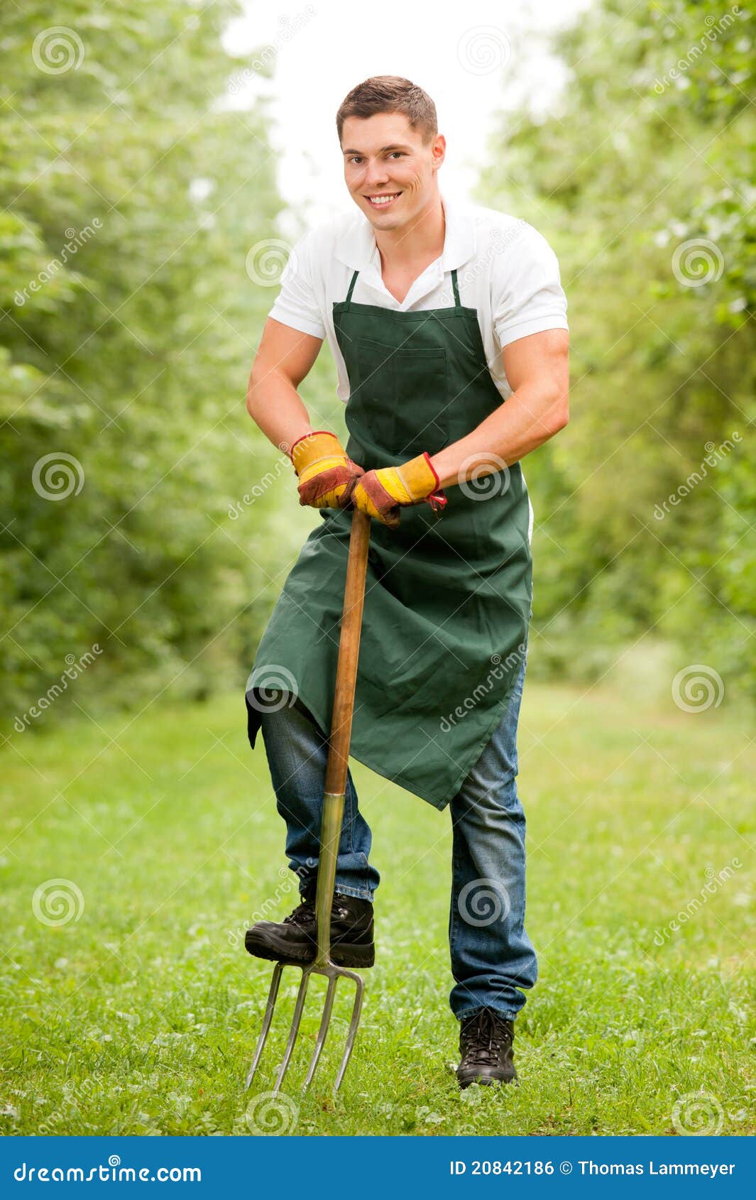 Man with pitchfork stock photo. Image of tool, garden - 20842186