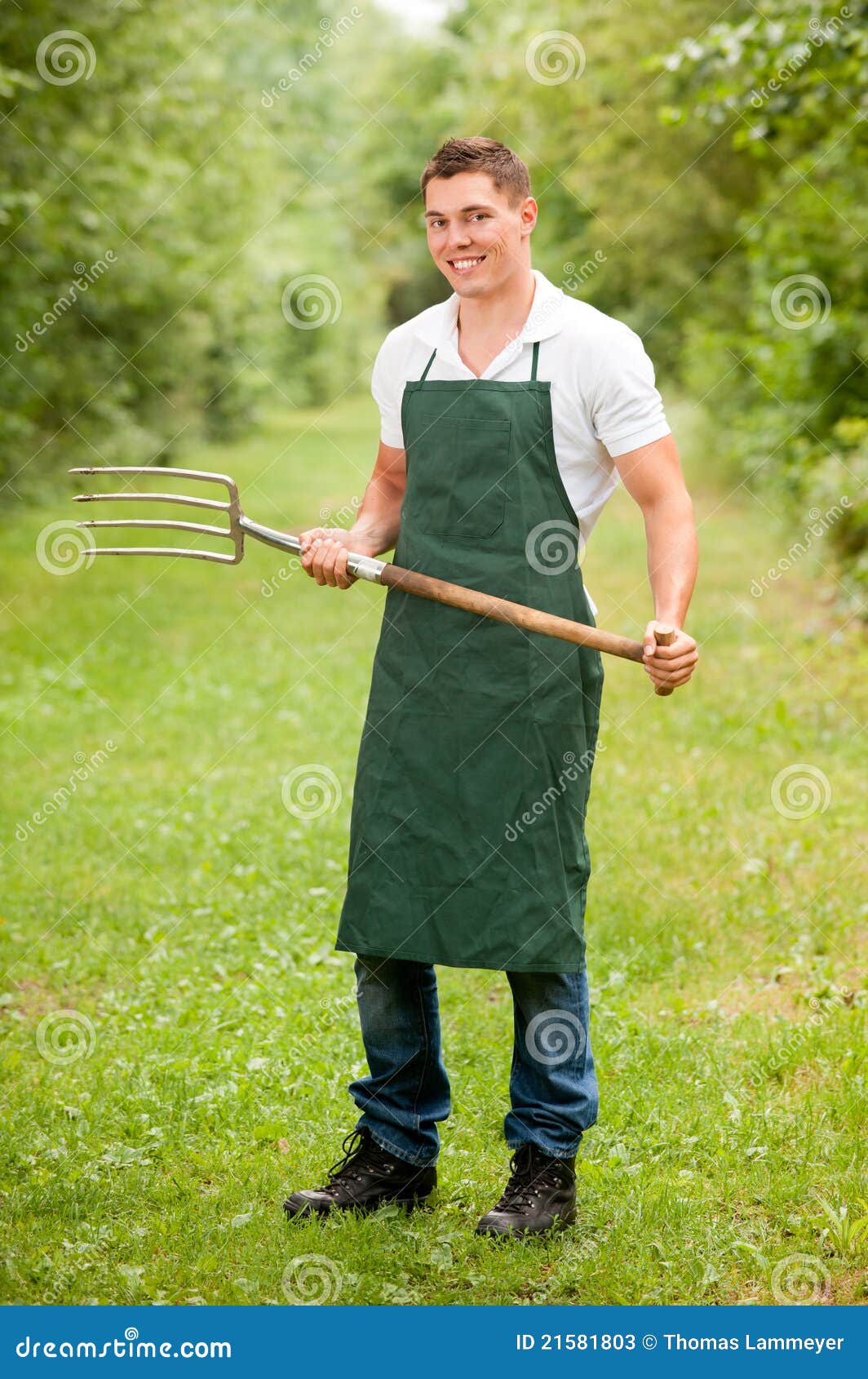 Man with pitchfork stock image. Image of active, caucasian - 21581803