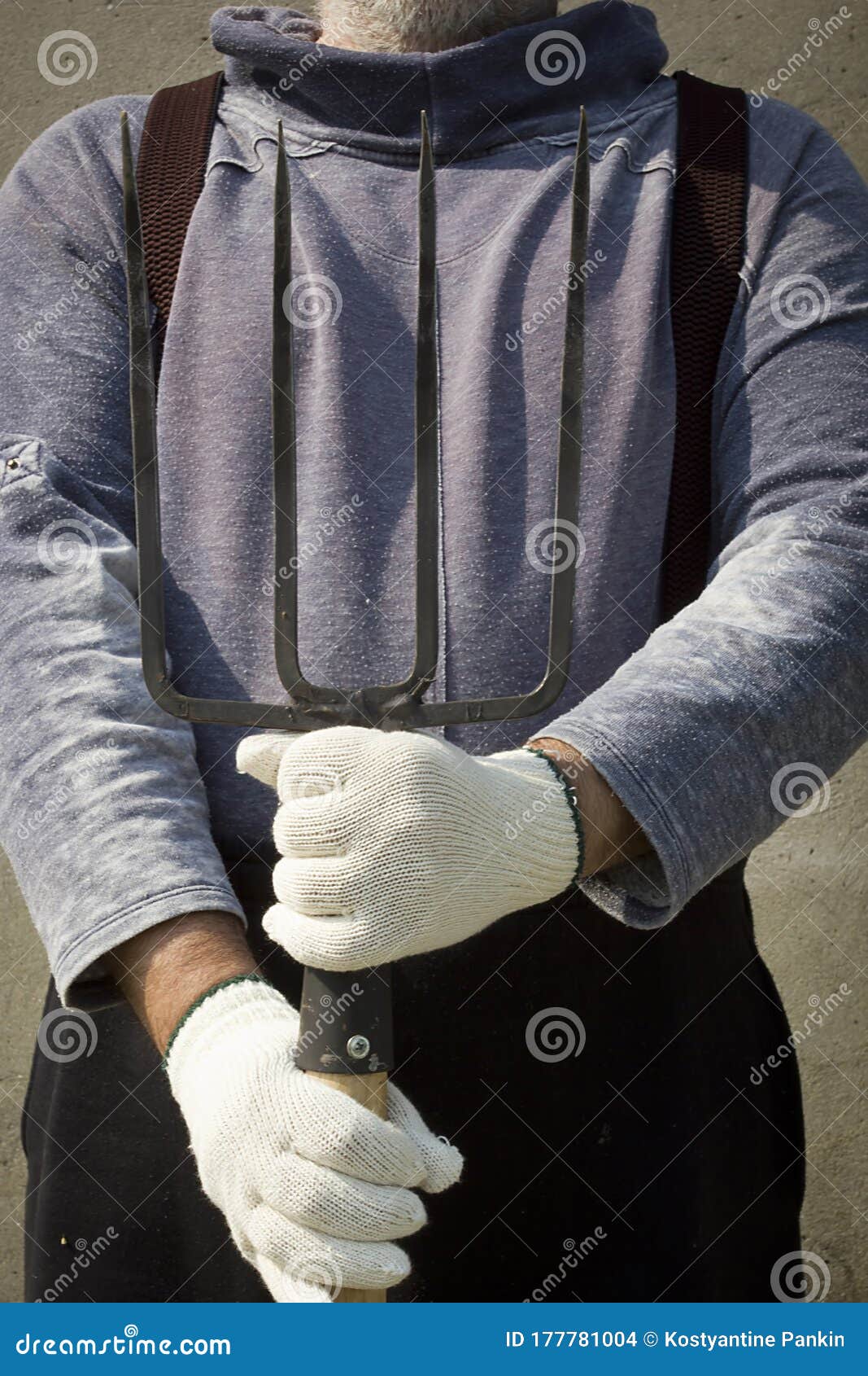 Man with pitchfork stock photo. Image of elderly, pitchfork - 177781004