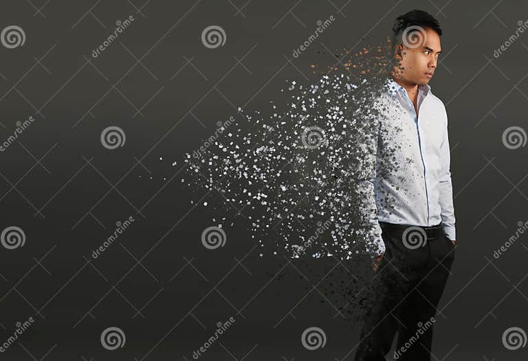 Man with Pixel Dispersion Effect Stock Photo - Image of body ...