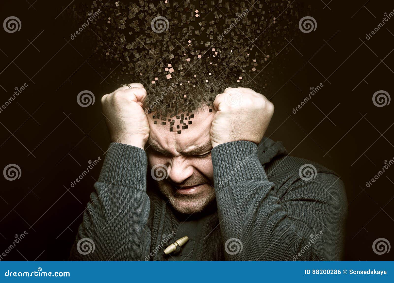 Man with Pixel Dispersion Effect Stock Photo - Image of disintegration ...