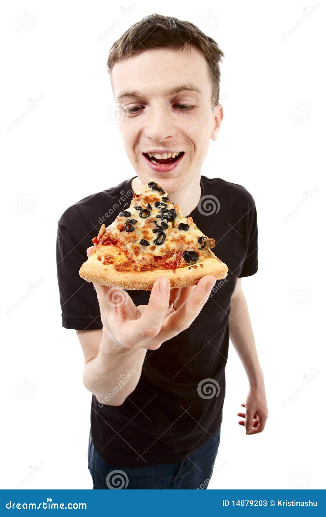 Man with pizza stock image. Image of caucasian, pizza - 14079203