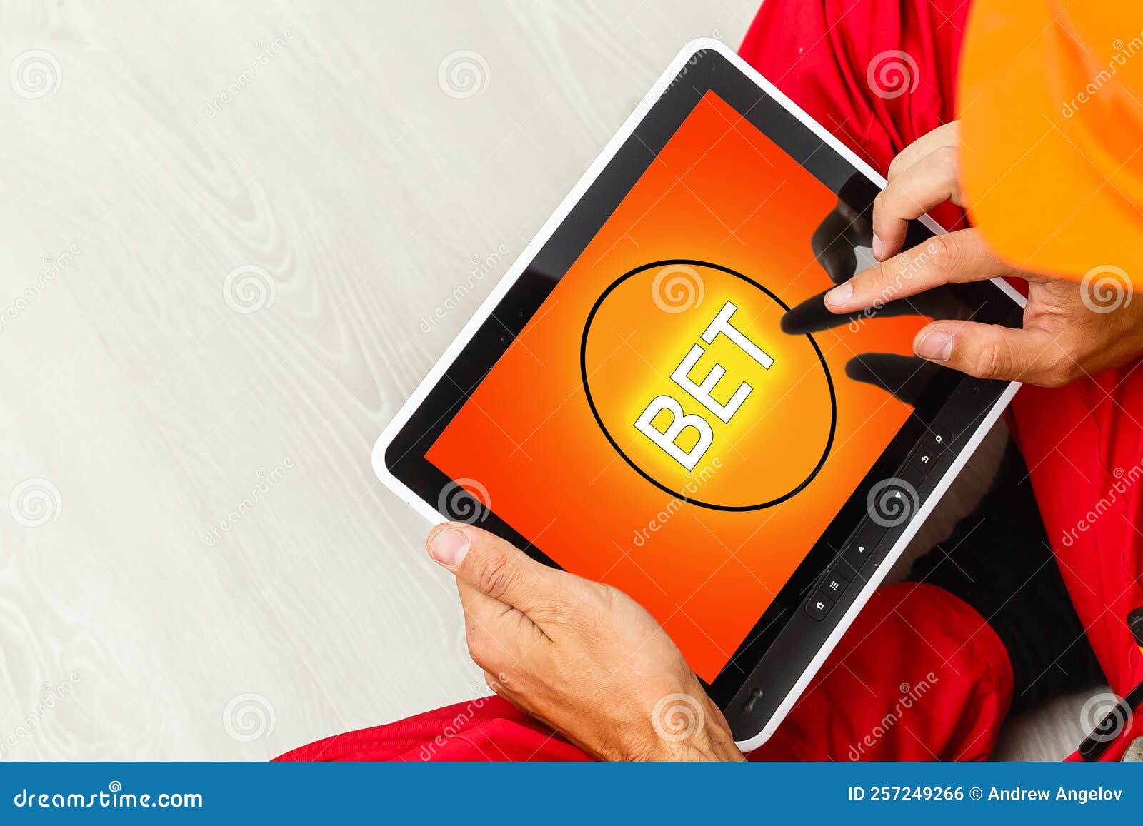Man Placing Bet with Tablet Computer, Closeup Stock Photo - Image of ...