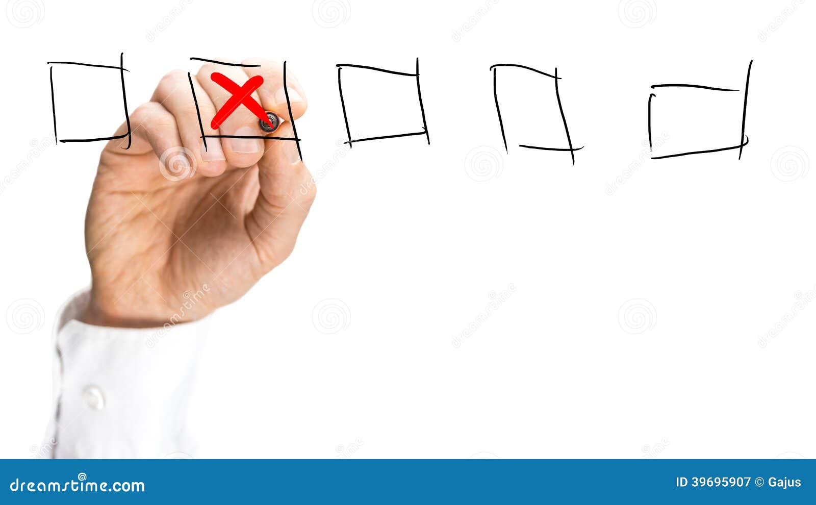 Man Placing a Red Cross in a Set of Check Boxes Stock Image - Image of ...