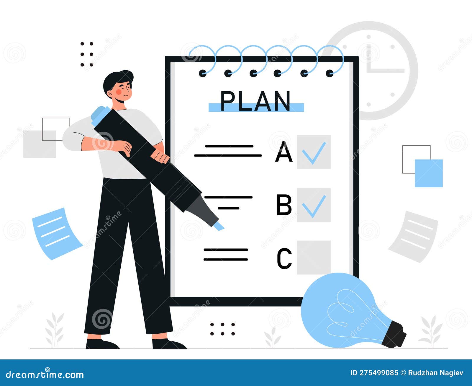 Man with plan concept stock vector. Illustration of graphic - 275499085