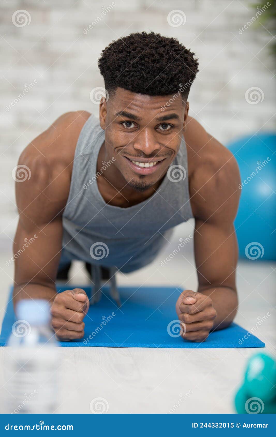 Man in Plank Position Exercising at Home Stock Image - Image of person ...