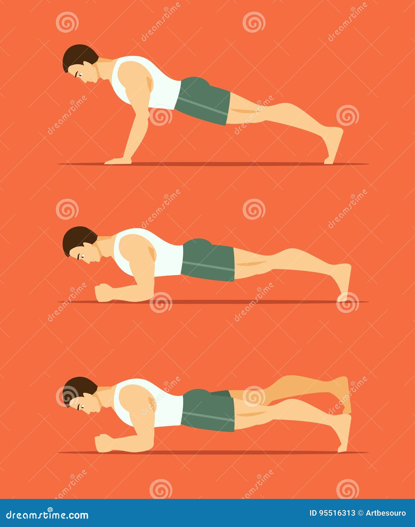 Man in a plank posture stock illustration. Illustration of muscle ...