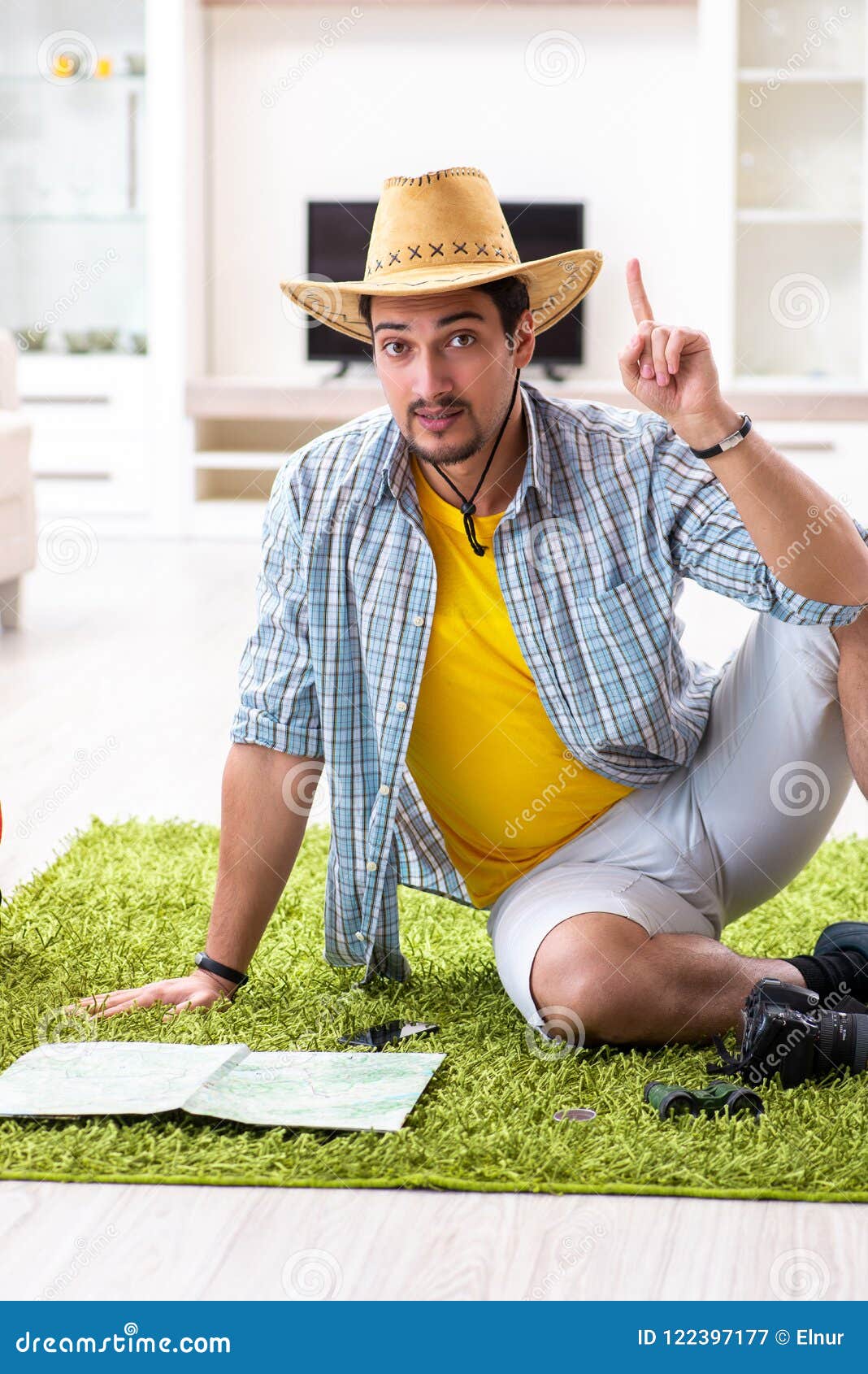The Man Planning His Travel with Map Stock Image - Image of ...