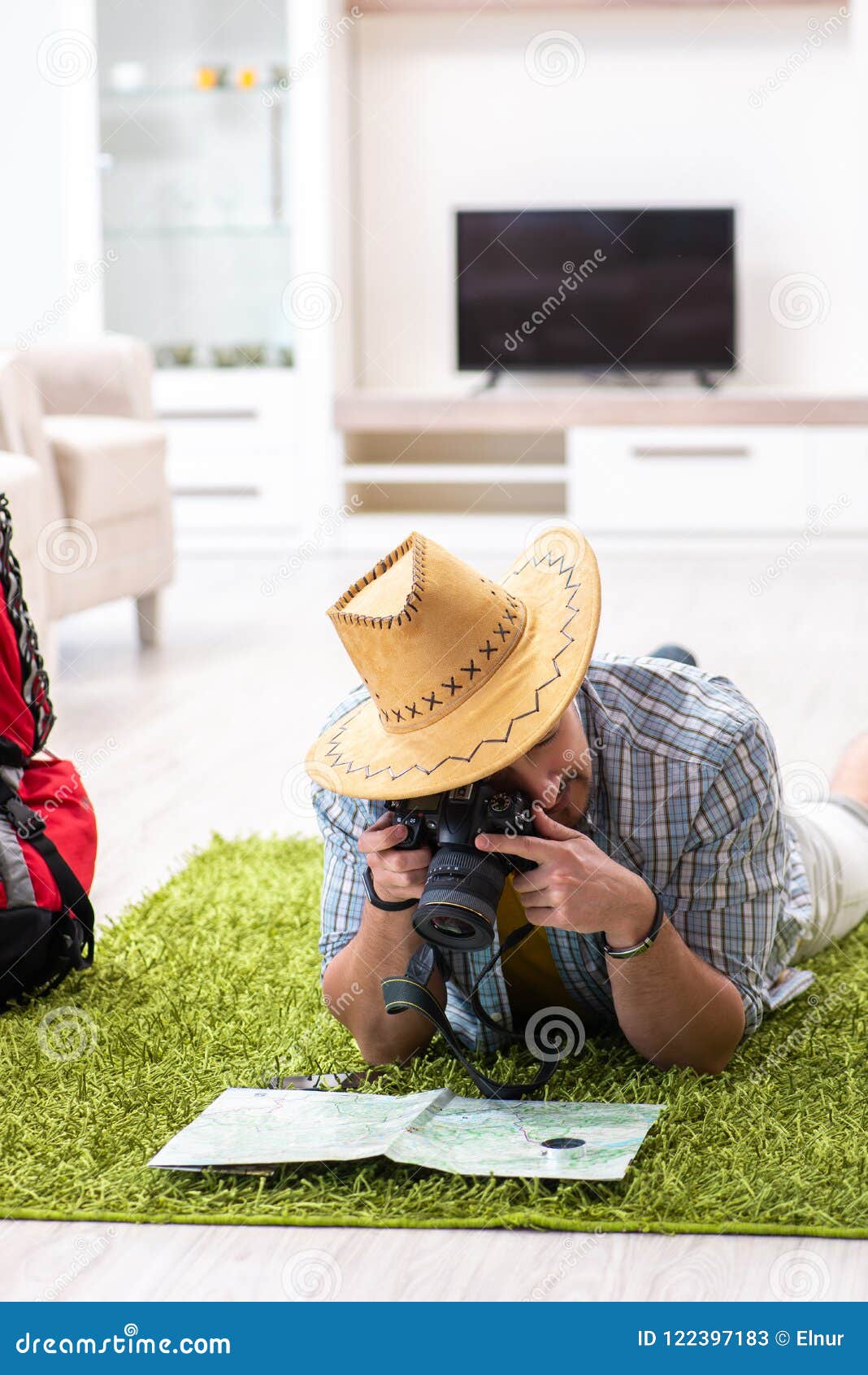 The Man Planning His Travel with Map Stock Image - Image of ...