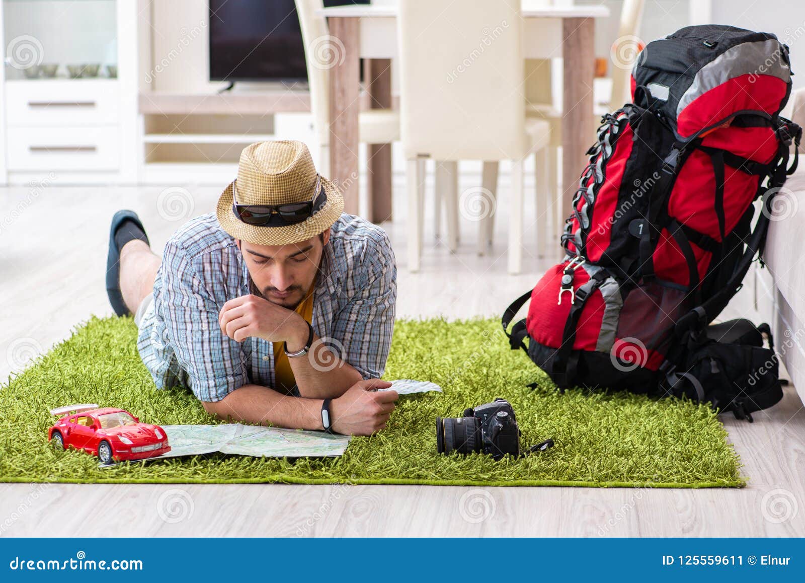 The Man Planning His Travel with Map Stock Image - Image of preparing ...