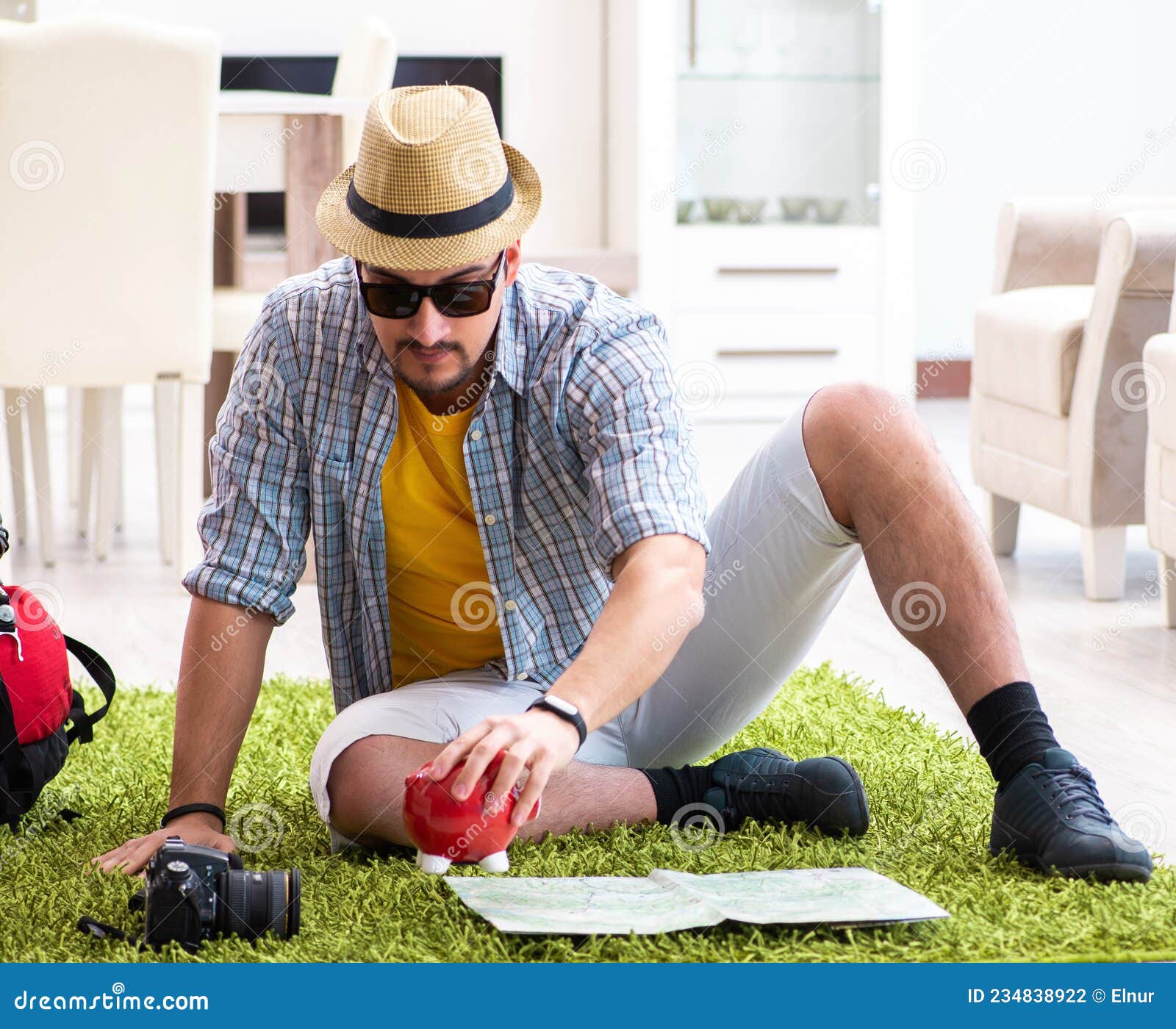 Man Planning His Travel with Map Stock Photo - Image of expedition ...