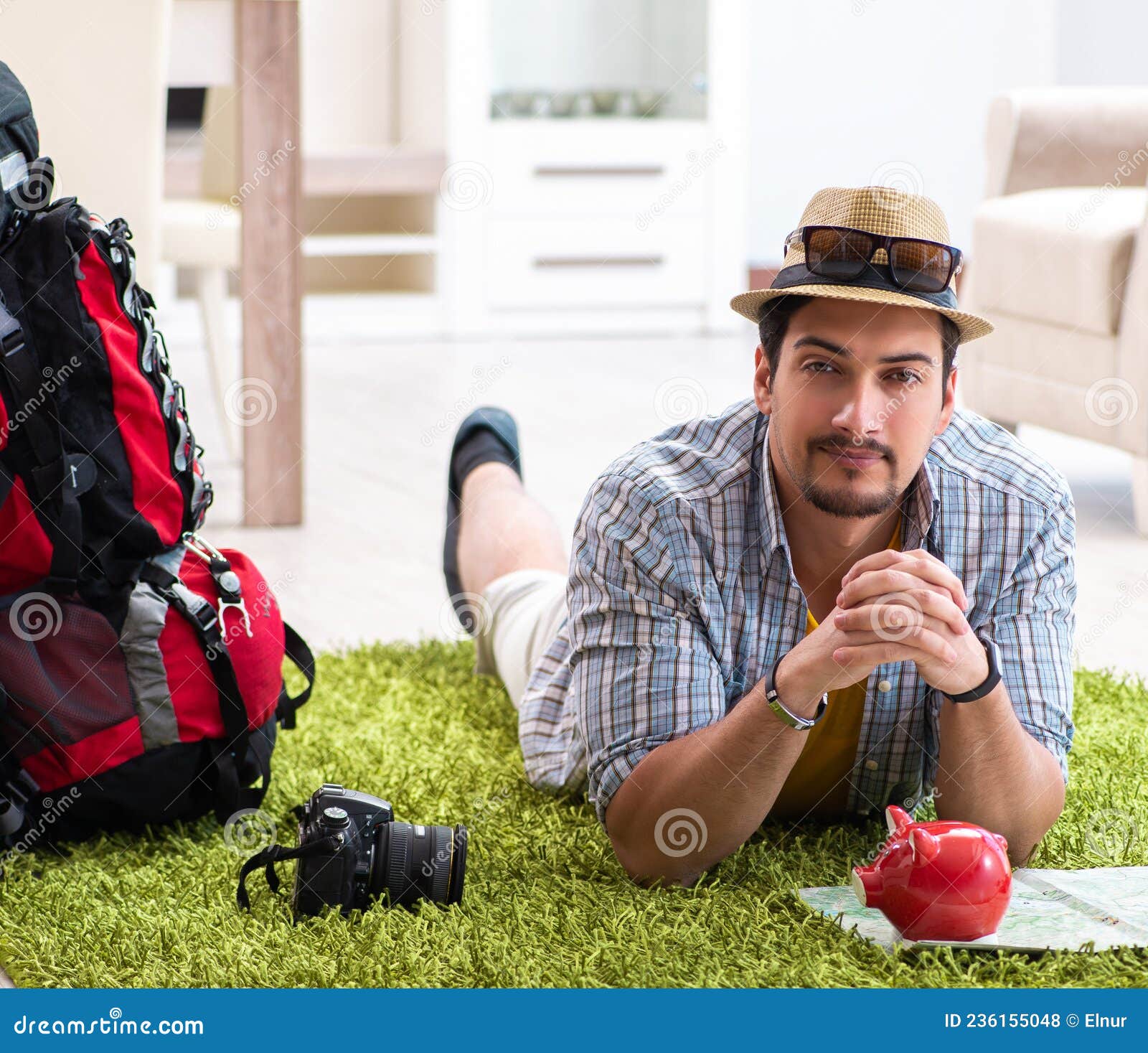 Man Planning His Travel with Map Stock Photo - Image of bank, renting ...