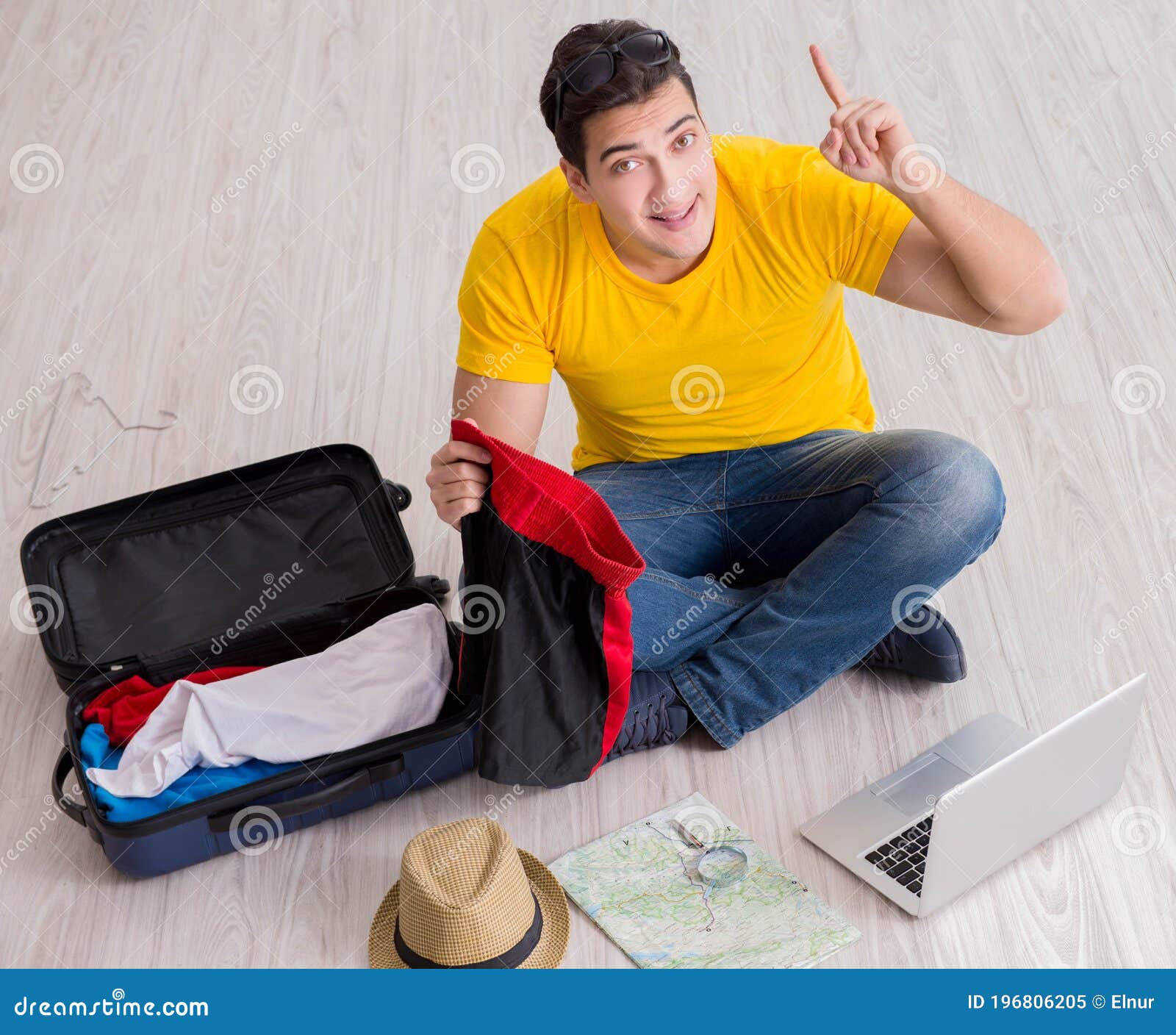 Man Planning His Vacation Trip with Map Stock Image - Image of online ...