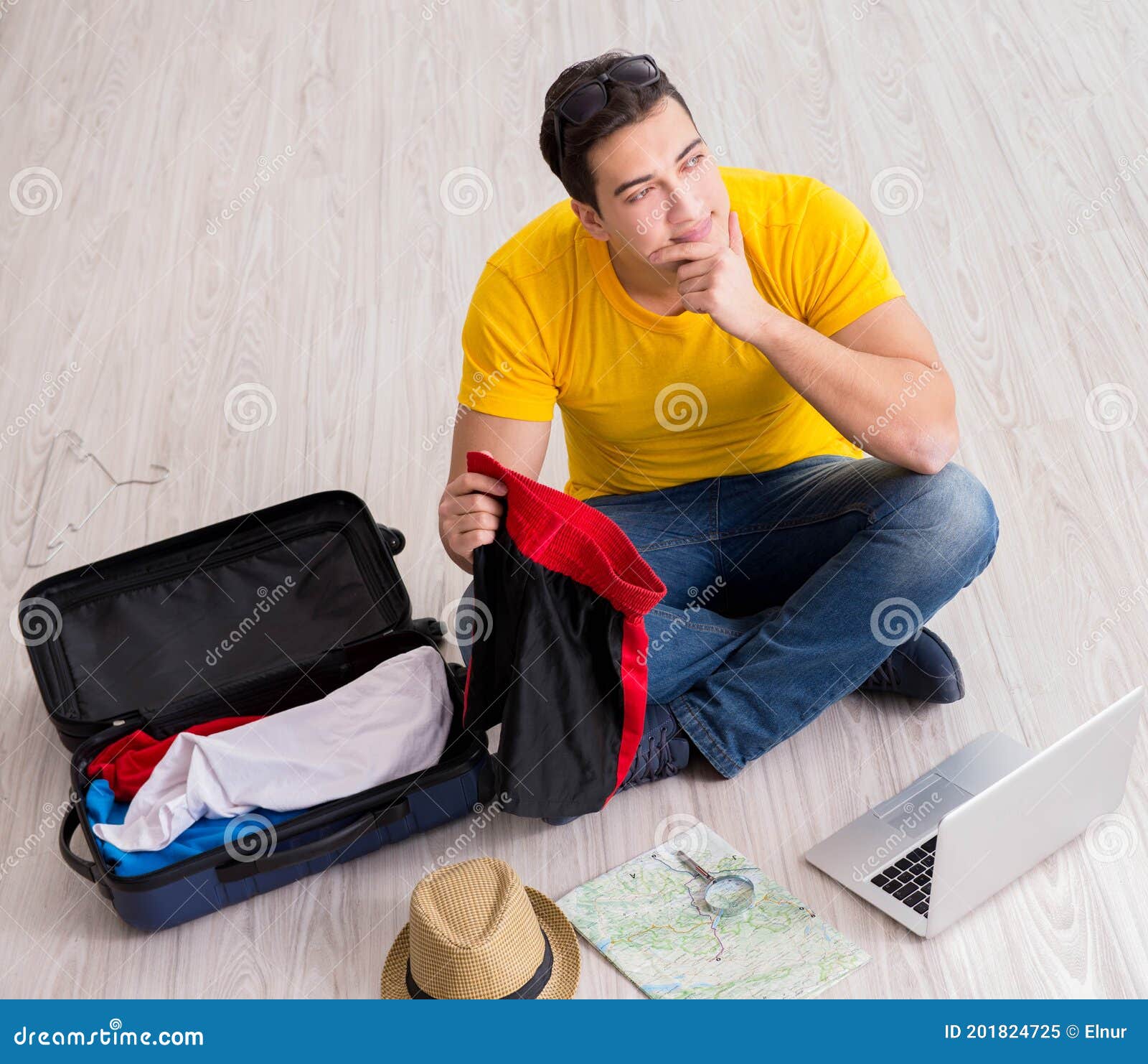 Man Planning His Vacation Trip with Map Stock Image - Image of explorer ...