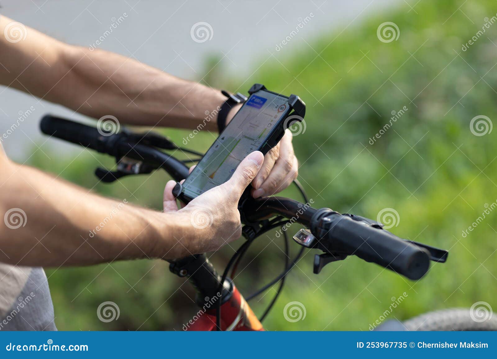 Man Planning Route Using GPS Navigation Application in Mobile Phone on ...