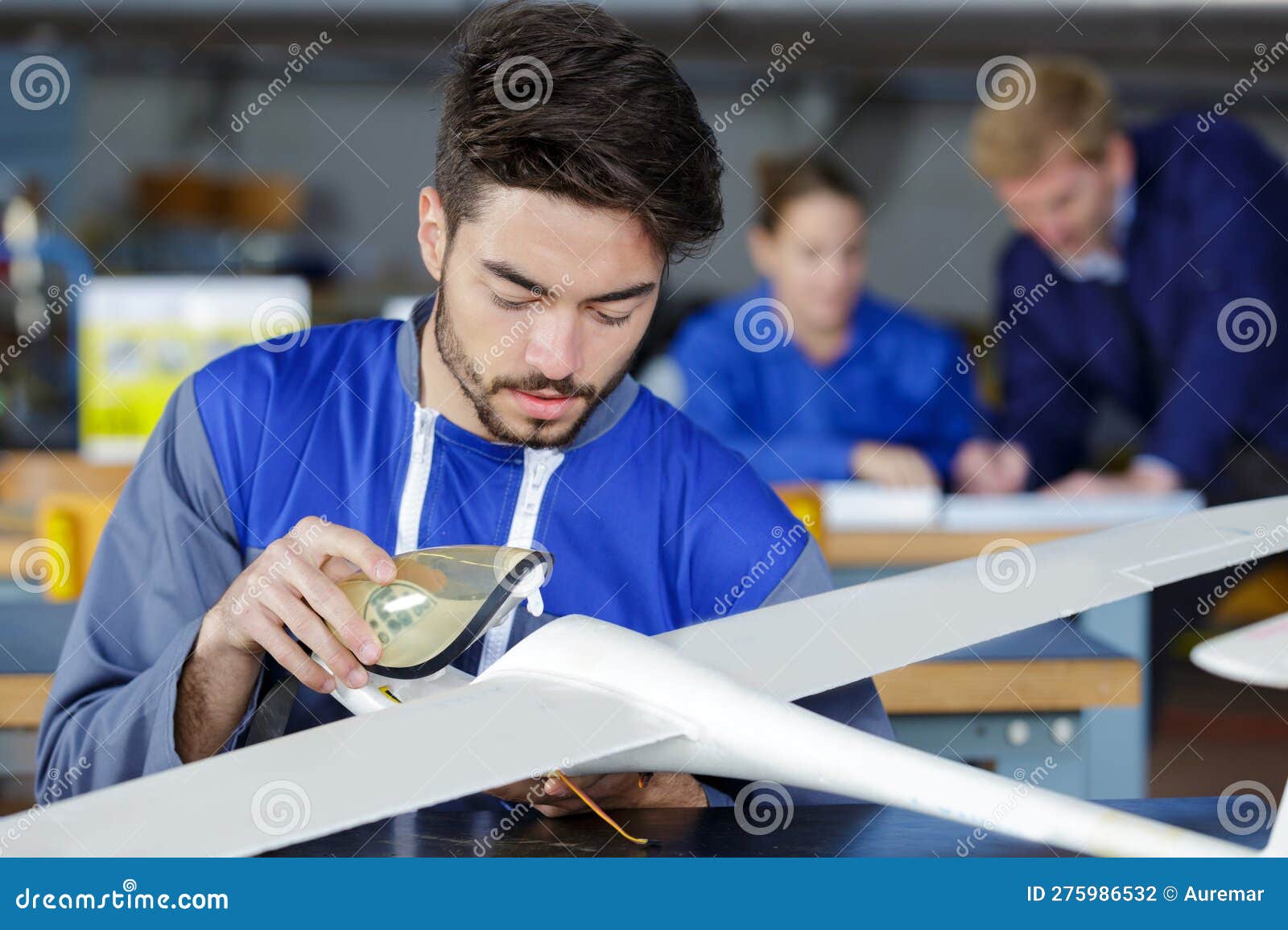 Man Planning and Working with Airplane Model Stock Photo - Image of ...