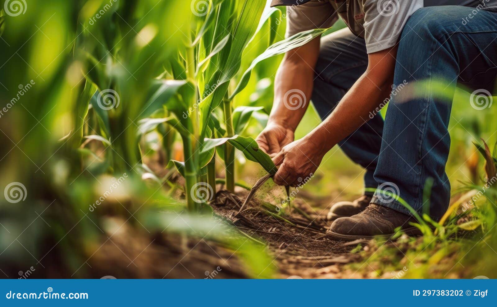 Man is Planting Corn in a Field Stock Illustration - Illustration of ...