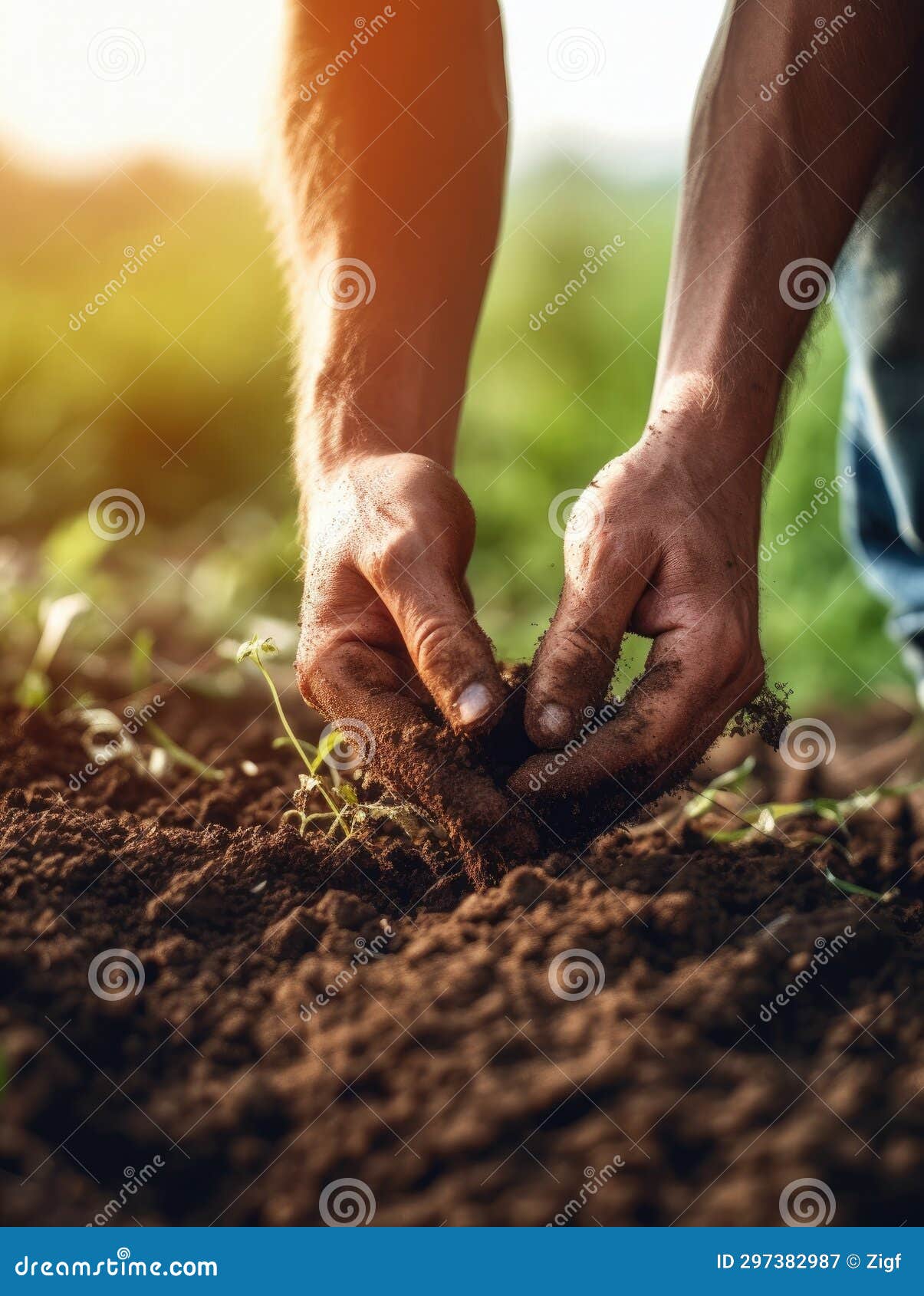 Man is Planting a Seed in the Dirt Stock Illustration - Illustration of ...