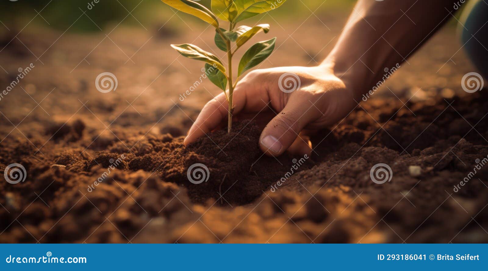 Man Planting Small Tree in the Ground Stock Illustration - Illustration ...