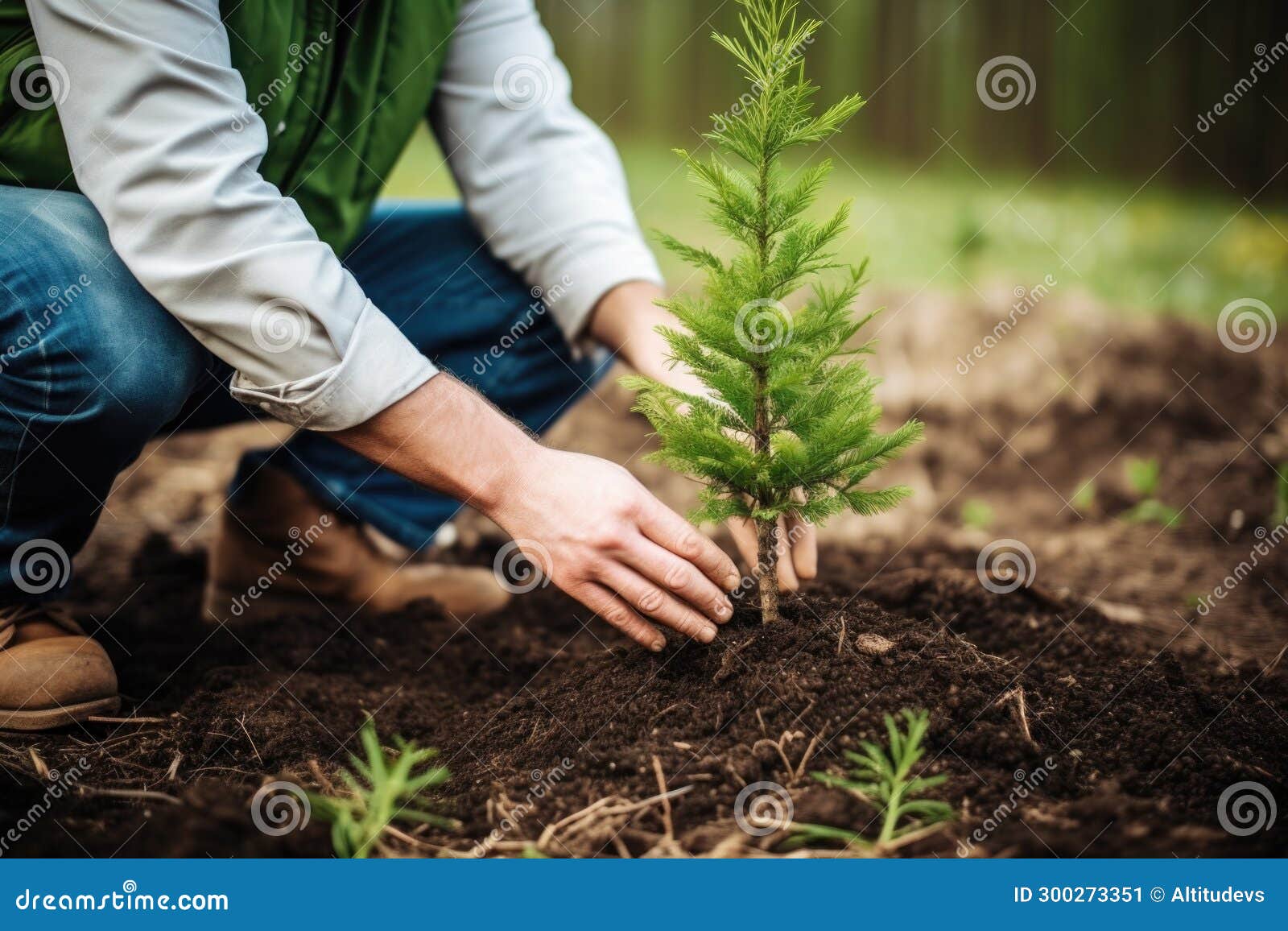 Man Planting a Tree Outdoors Stock Image - Image of gardening, green ...