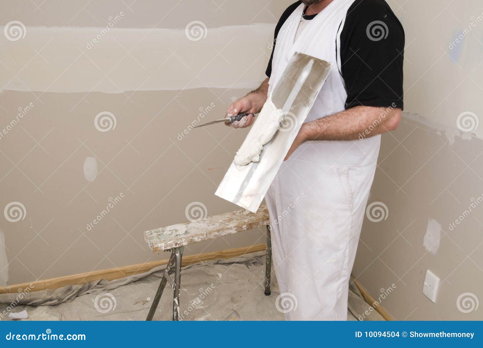 Man plastering stock photo. Image of tool, plaster, trade - 10094504