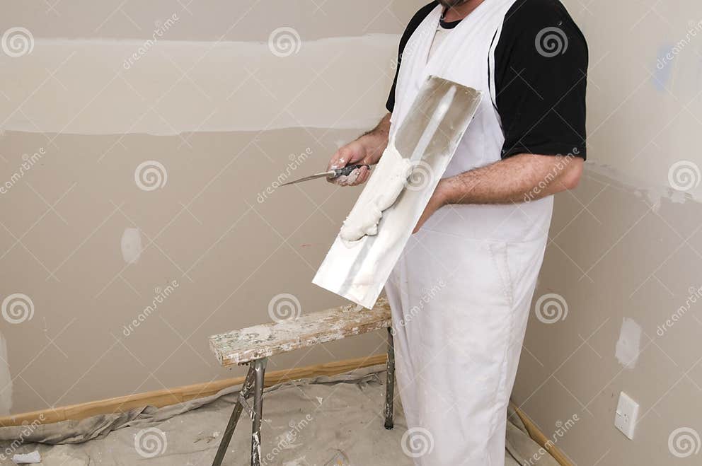 Man plastering stock photo. Image of tool, plaster, trade - 10094504