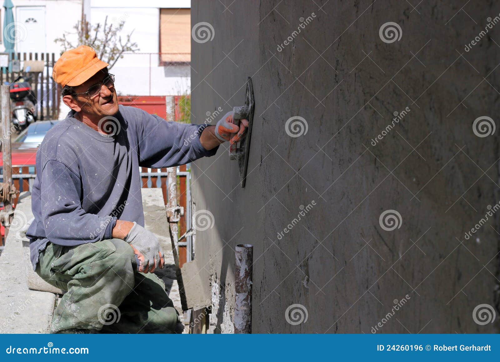 Man Plastering Wall stock photo. Image of mortar, masonry - 24260196