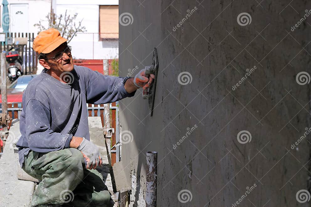 Man Plastering Wall stock photo. Image of mortar, masonry - 24260196