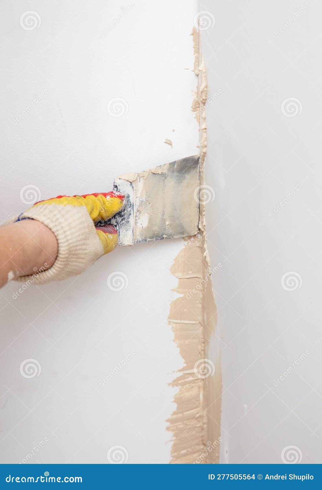 A Man is Plastering a Wall in the House Stock Photo - Image of home ...