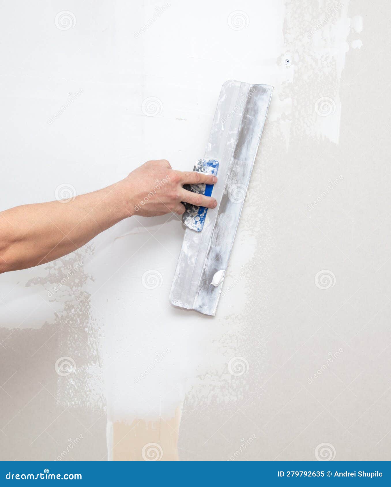 A Man is Plastering a Wall in the House Stock Image - Image of repair ...