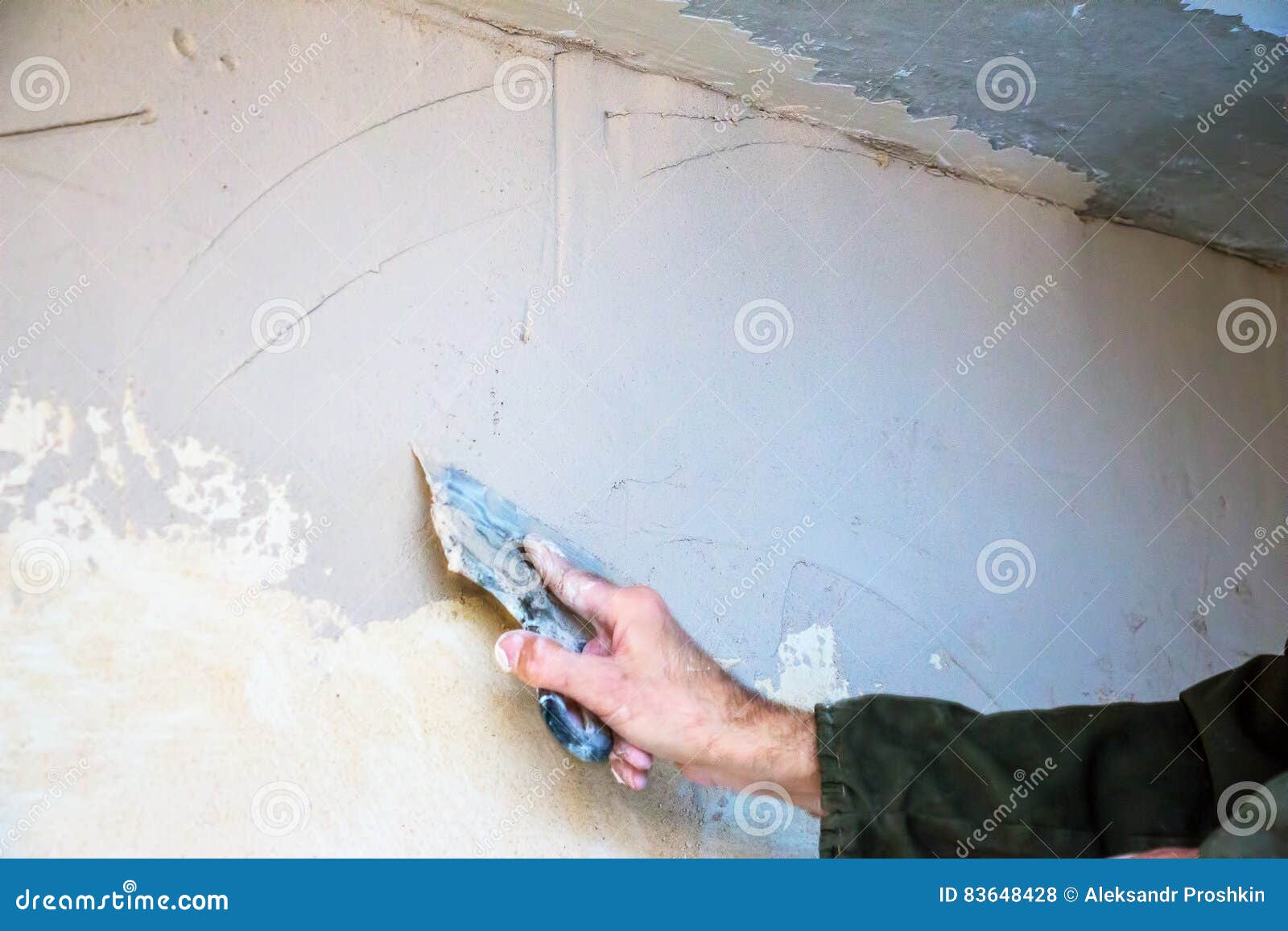 Man plastering wall stock photo. Image of architecture - 83648428