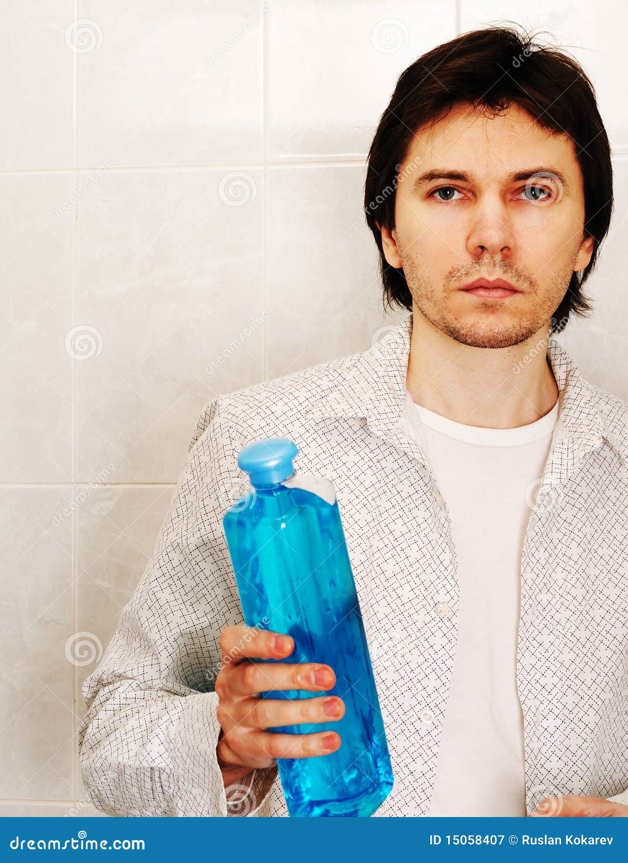 Man with plastic bottle. stock image. Image of caucasian - 15058407