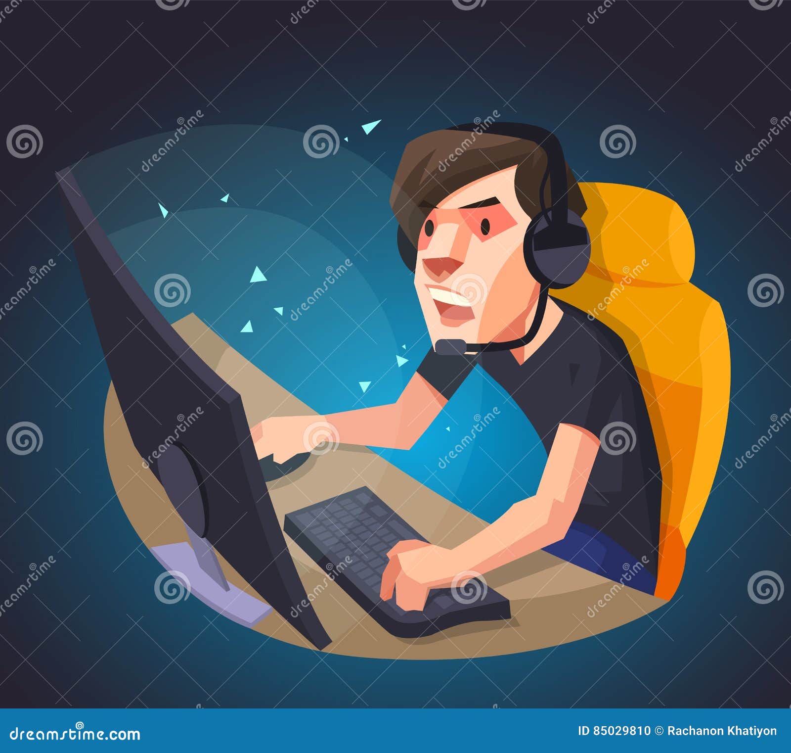 A Man Play the Computer Game. Stock Illustration - Illustration of ...