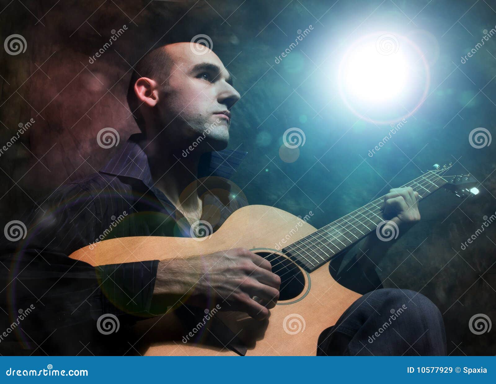 Man Playing Acoustic Guitar Stock Image - Image of stage, rock: 10577929