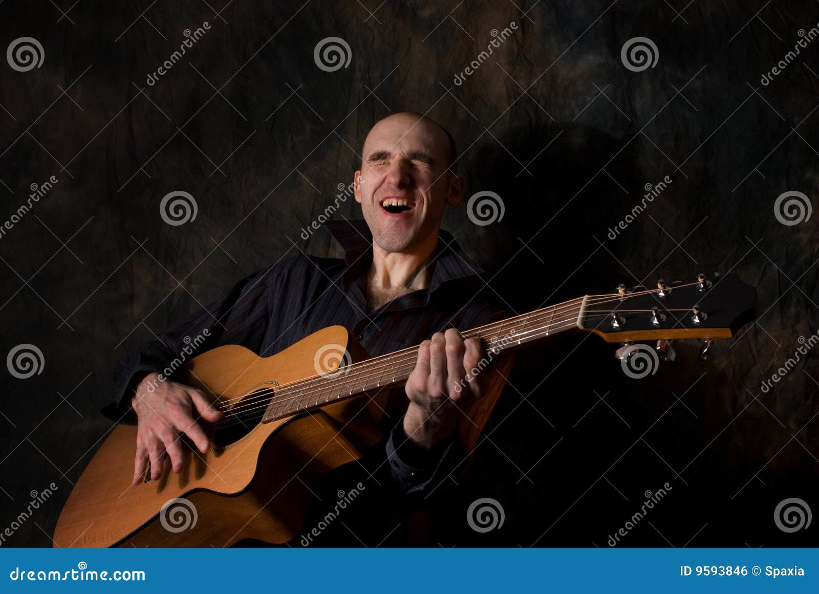 Man Playing Acoustic Guitar Stock Photo - Image of fret, band: 9593846
