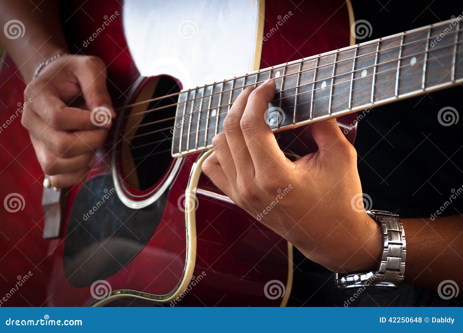 Man Playing Acoustic Guitar Editorial Stock Photo - Image of neck ...