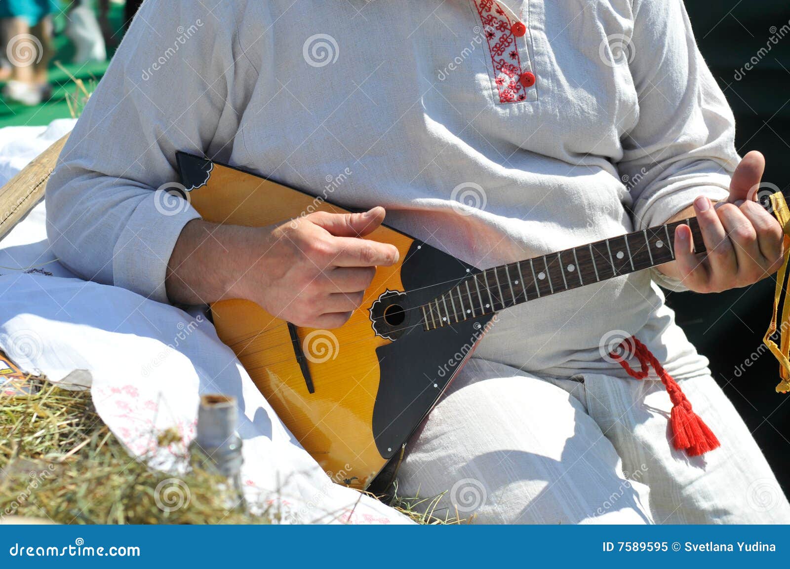 Man playing the balalaika stock image. Image of traditional - 7589595
