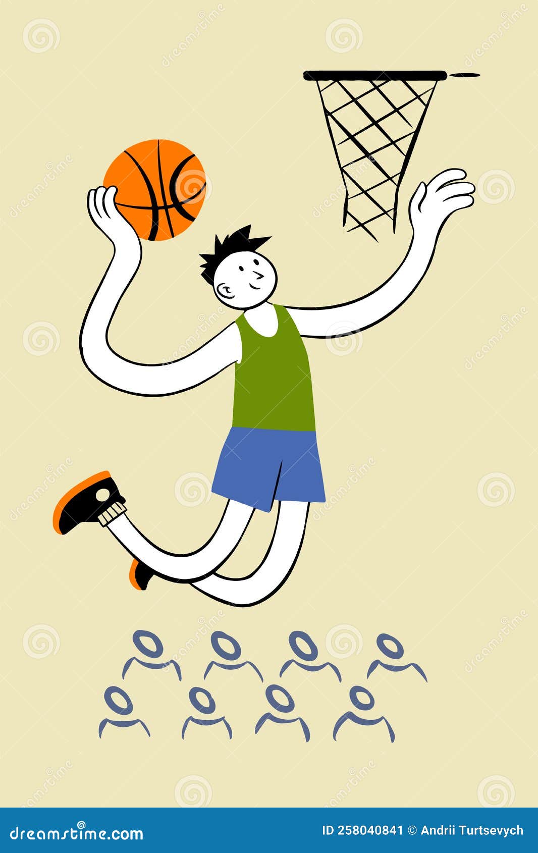 Man Playing Basketball, Minimalist Flat Style Vector Illustration Stock ...