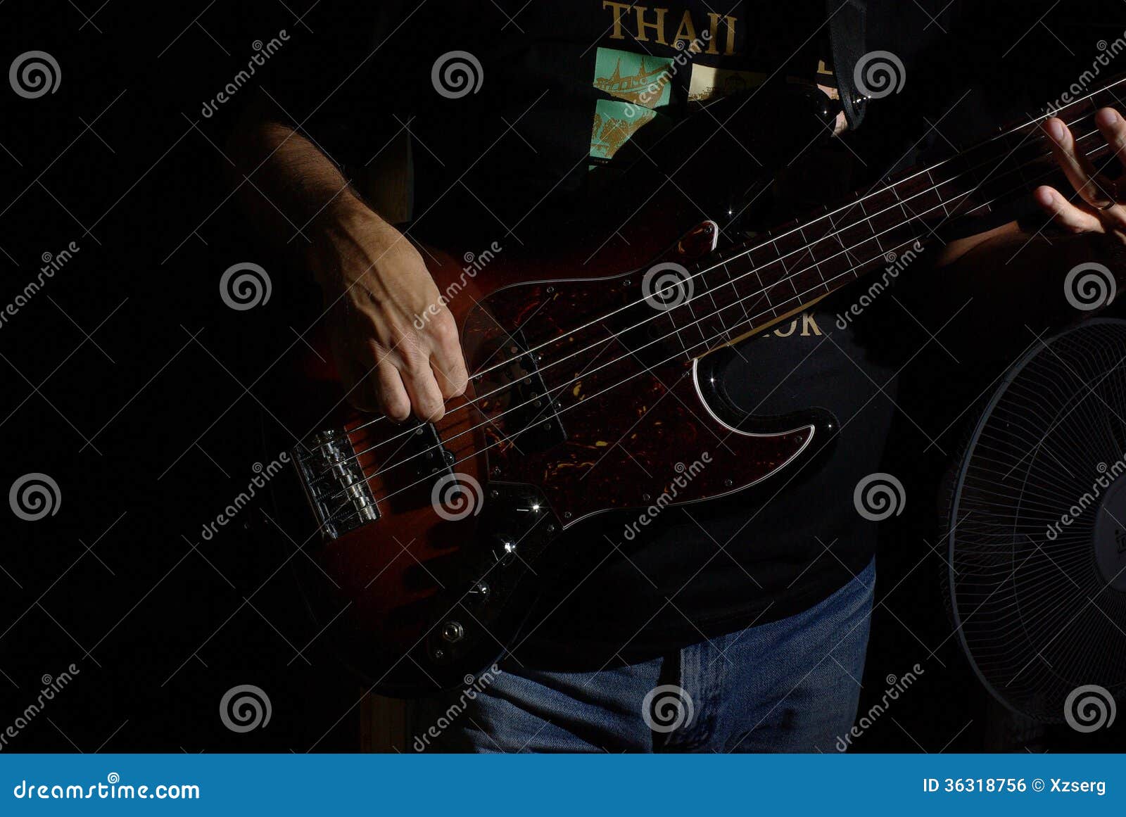 Man playing an bass guitar stock photo. Image of musical - 36318756