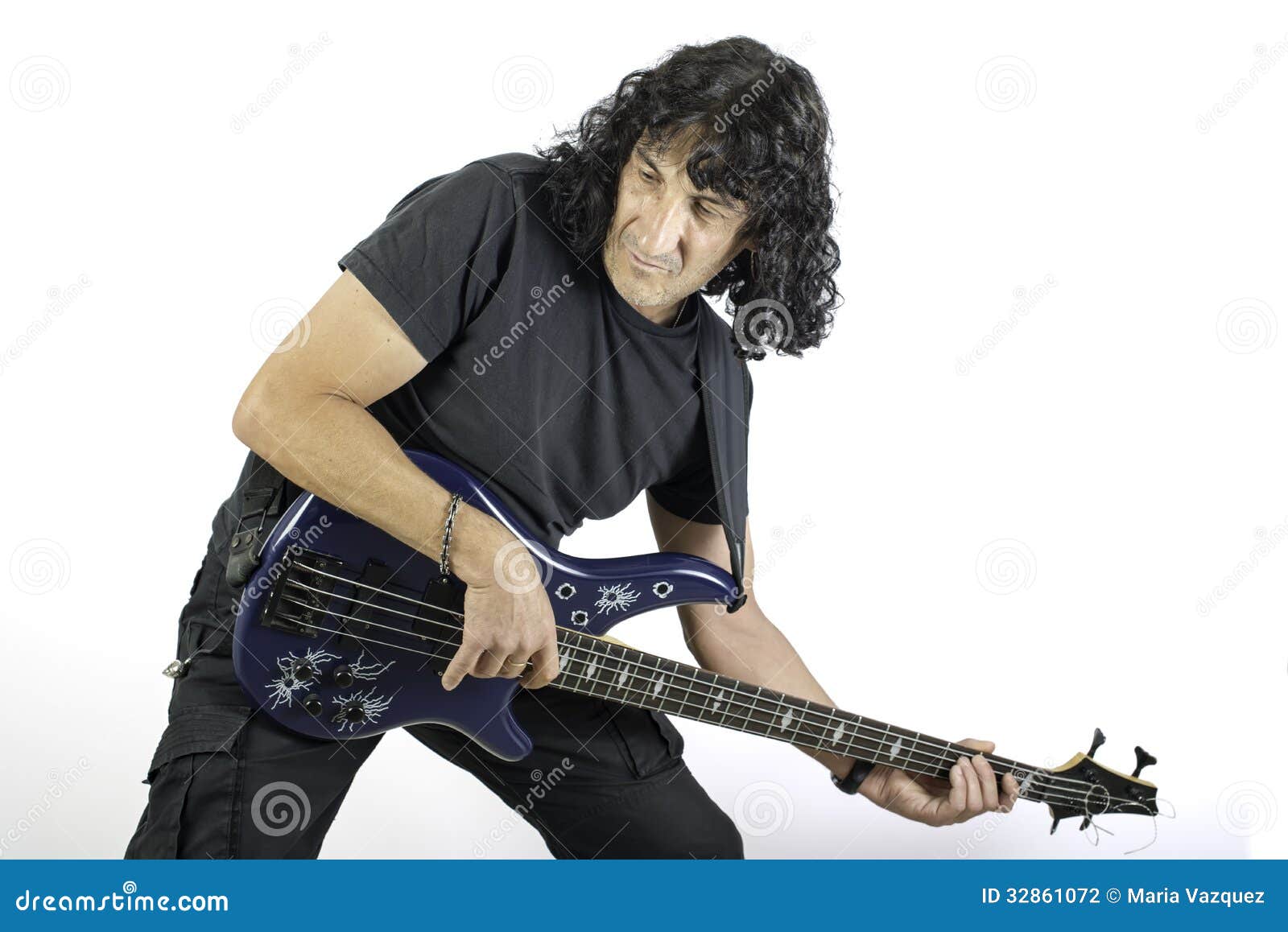 Man playing a bass guitar stock photo. Image of jazz - 32861072