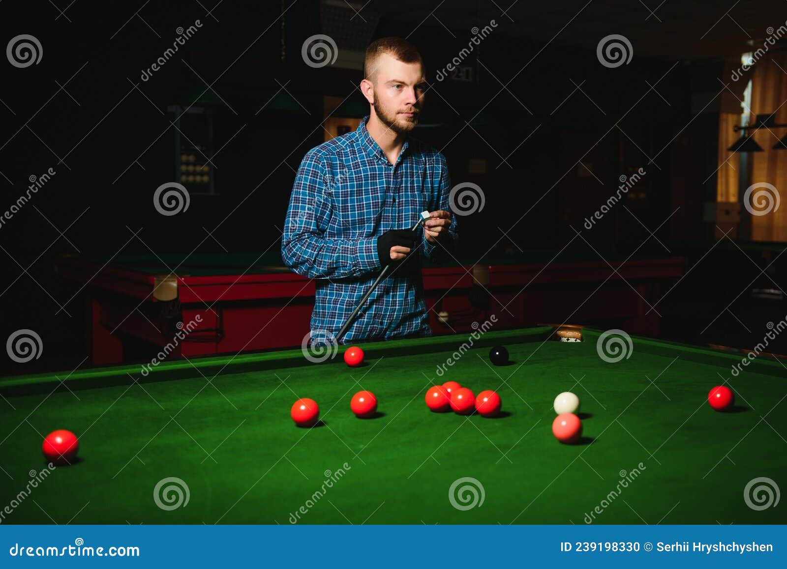 Man Playing Billiards in a Club Stock Photo - Image of cloth, ball ...